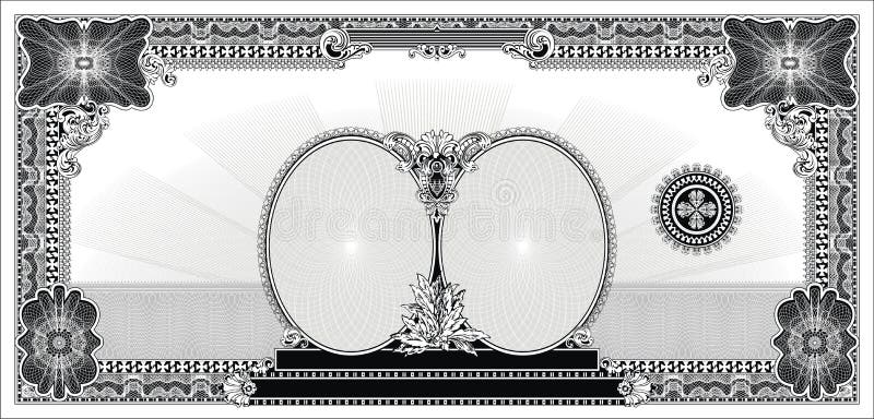 Blank of an Old Banknote with Two Portraits Black Stock Illustration ...