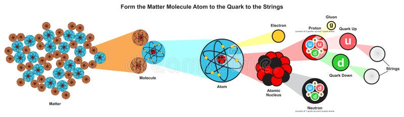 Form the Matter Molecule Atom To the Quark To the Strings Infographic ...