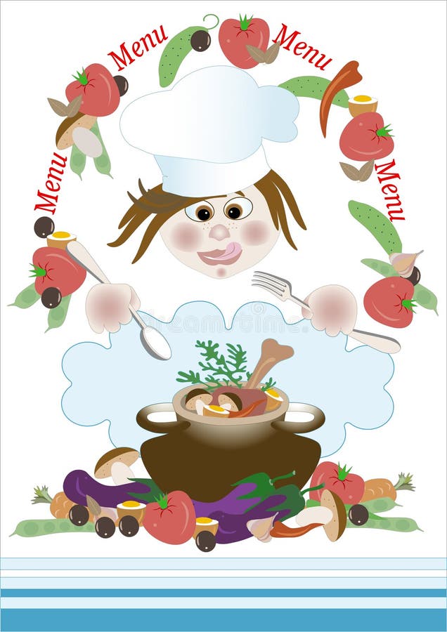 Form Menu with the Chef and Food. Frame. Banner Stock Vector ...