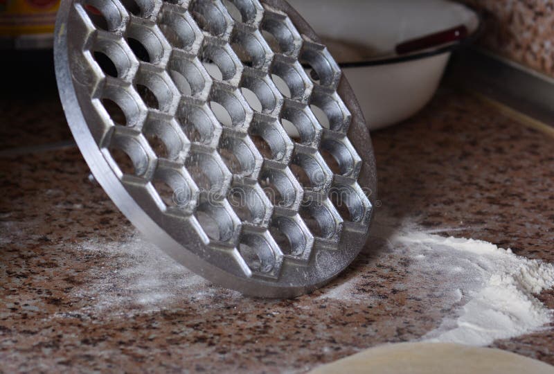 Form milking pelmeni stock image. Image of metal, dinner - 62344557