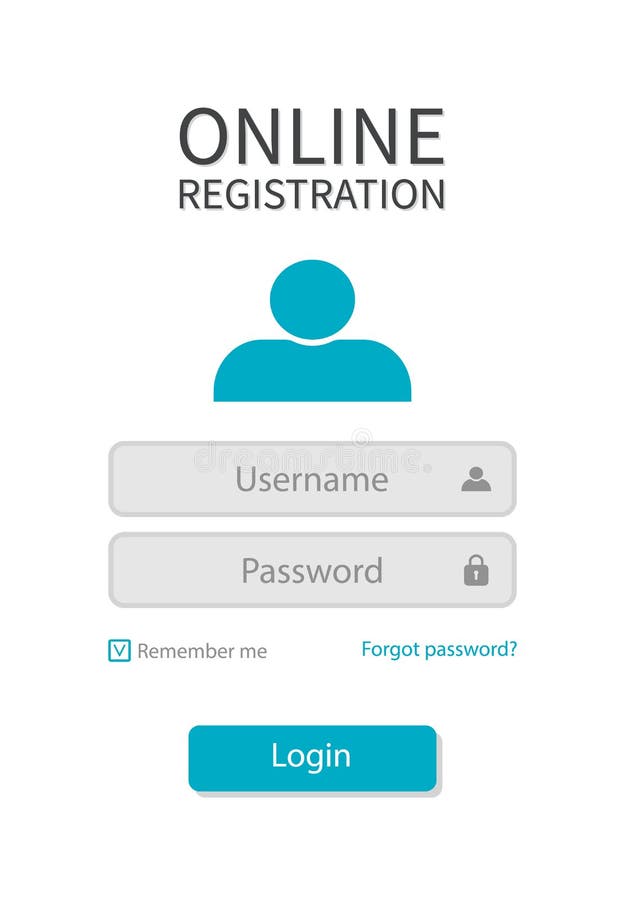 Form Registration With Login And Password For User Web Page With Username And Button Of