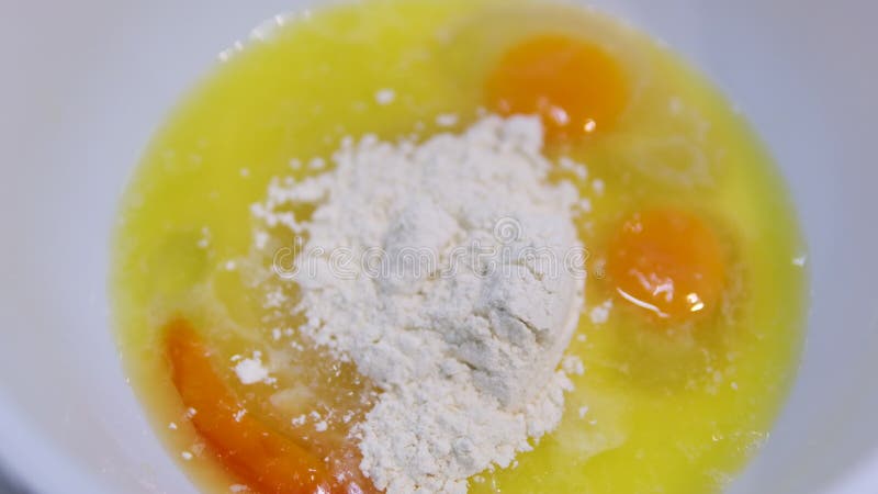 In Form of Smiley Face, Eggs in Bowl Add To Flour Bake Pies Make Dough ...