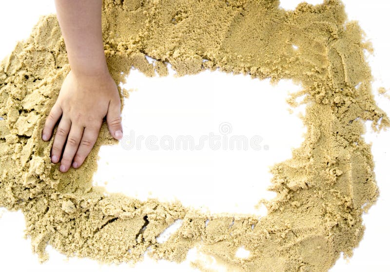 Form a Square of Sand with Hand Isolated for Text Stock Photo - Image ...