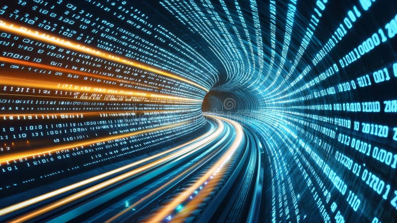 In the Form of Streamed Data, Binary Data is Moving Along a Digital ...