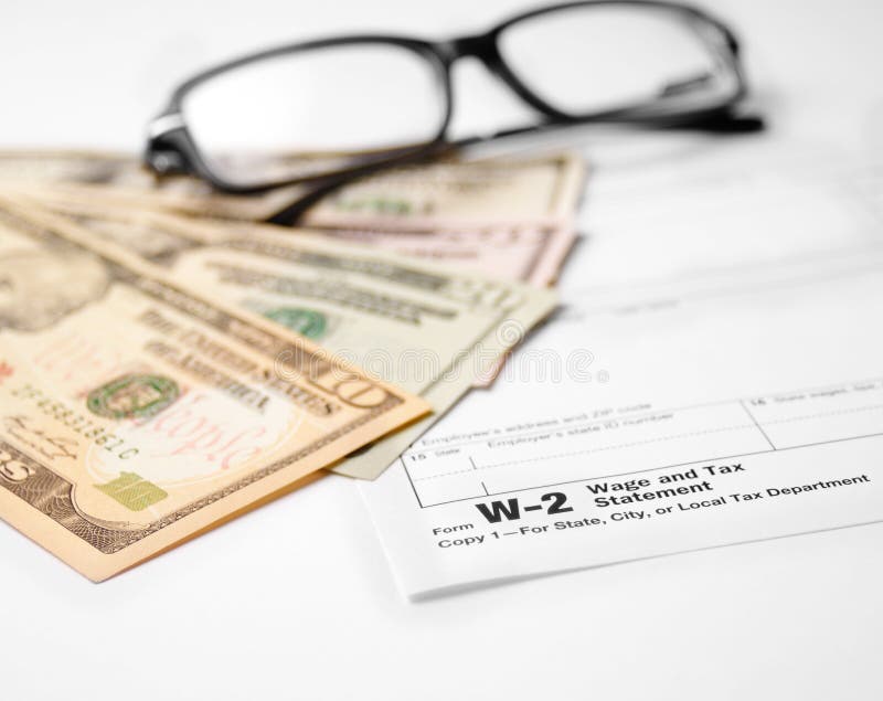 Form W-2 Wage and Tax Statement Stock Image - Image of file, document ...