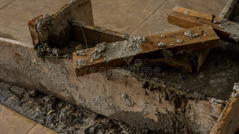 Form Work Wall Concrete Using Cement and Wooden Plank As Frame Stock ...