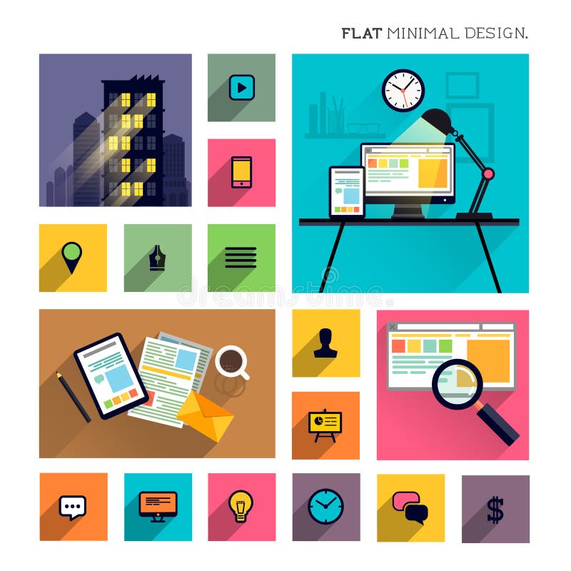 Forma De Vida Moderna Plana - Símbolos Del Negocio Ilustración del ...