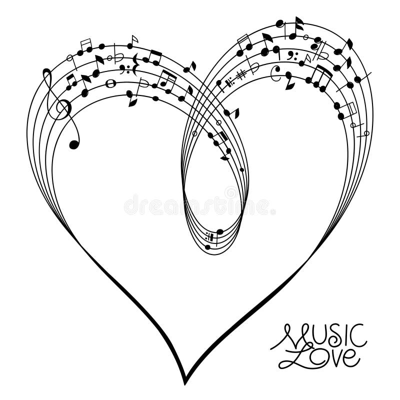 Corazón Musical Con La Clave De Sol Y El Fingerboard Ilustración del ...