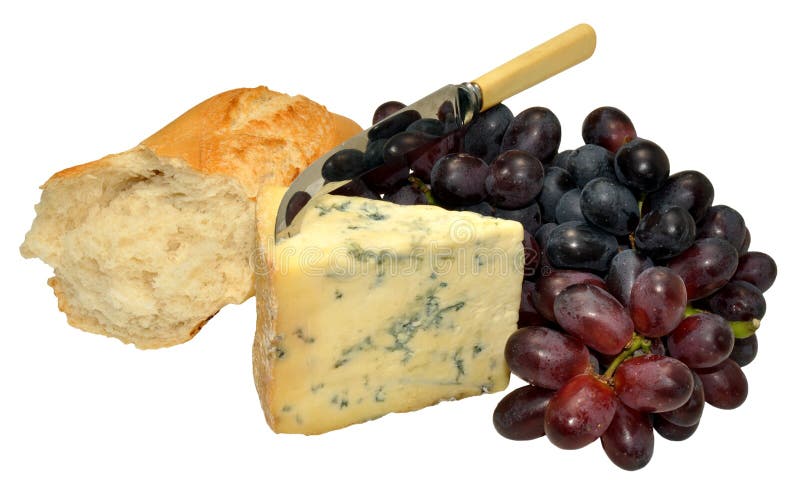 Formaggio Inglese Di Stilton Con L'uva Ed Il Pane Fotografia Stock ...
