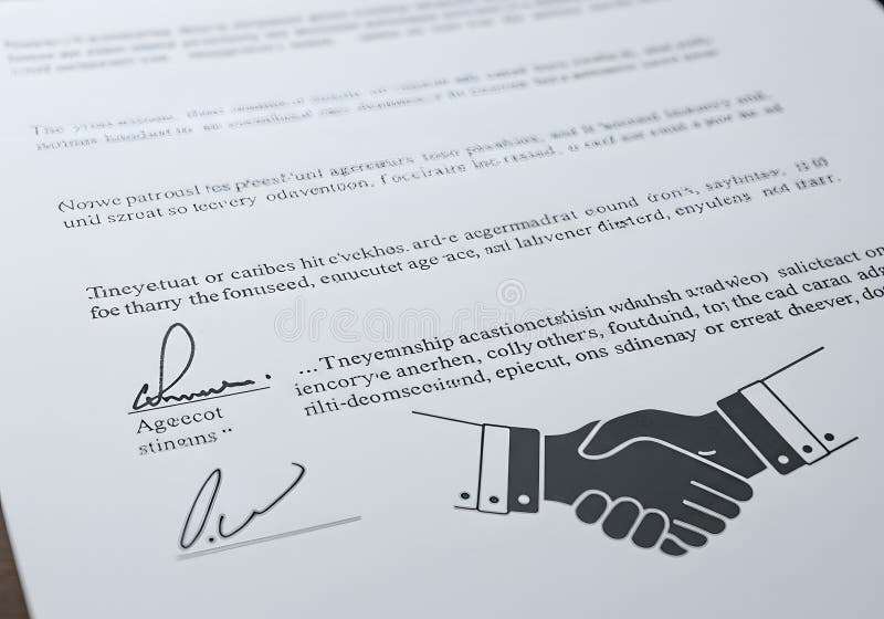 Formal Agreement Document with Handshake Graphic Stock Illustration ...