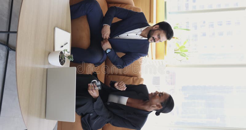 Formal Communication of Client and Manager in Office, Vertical View ...