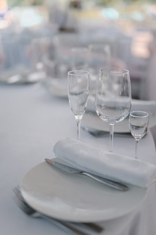 Formal Dinner Service As at a Wedding Banquet Stock Photo - Image of ...