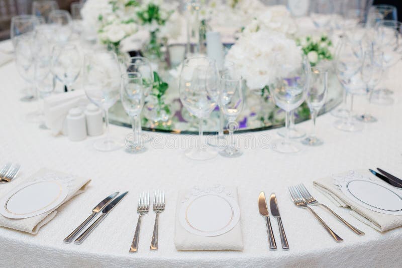 Formal Dinner Service at a Wedding Banquet Stock Photo - Image of ...