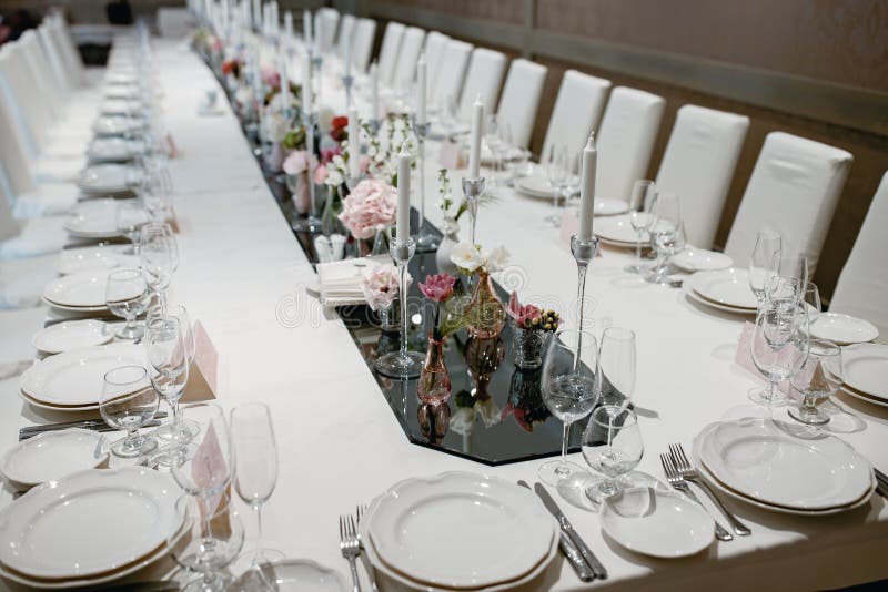 Formal Dinner Service at a Wedding Banquet Stock Image - Image of ...