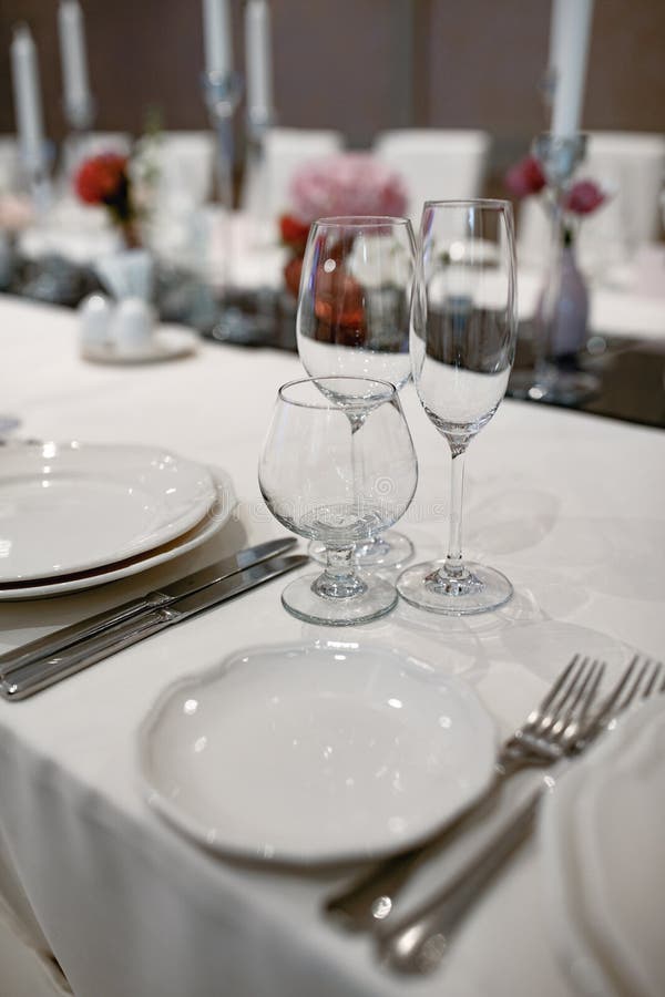 Formal Dinner Service at a Wedding Banquet Stock Photo - Image of space ...
