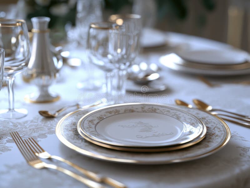 Formal Dinner Table Setting Stock Image - Image of wedding, plates ...