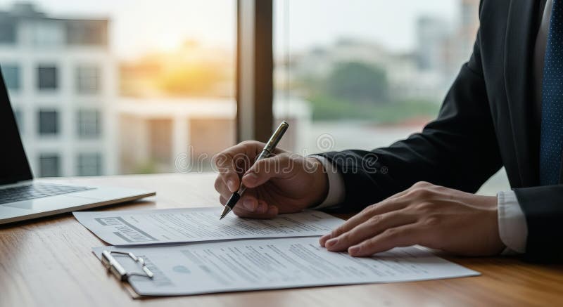 Formal Document Signing in Bright Office Stock Photo - Image of lawyer ...