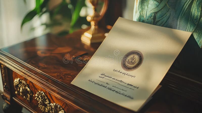 Formal Document on a Wooden Desk Stock Photo - Image of woodgrain ...