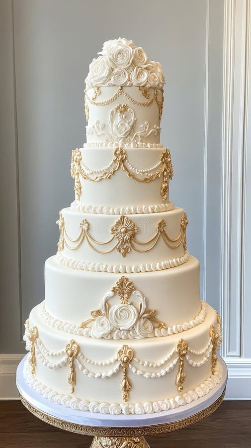 Formal Elegant Wedding Cake with Copy Space Stock Illustration ...