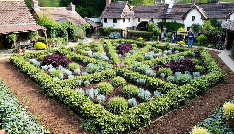 Formal Garden Box Hedges Design, Showcasing Landscape Architecture and Greenery Generative AI ...