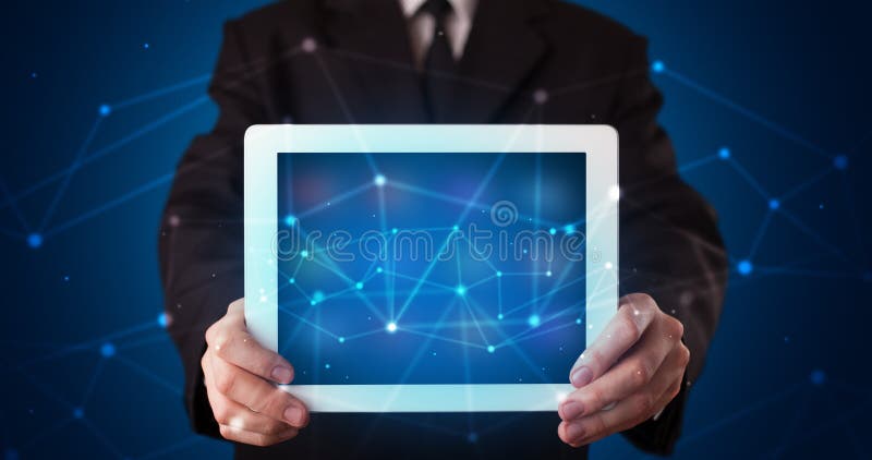 Hand in a Dark Space with Virtual Connection Concept Stock Image ...