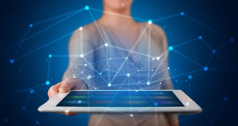 Hand in a Dark Space with Virtual Connection Concept Stock Image ...