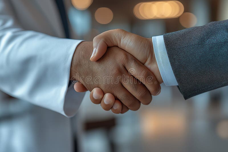 Formal Handshake in a Bright Modern Office between Two Professionals ...