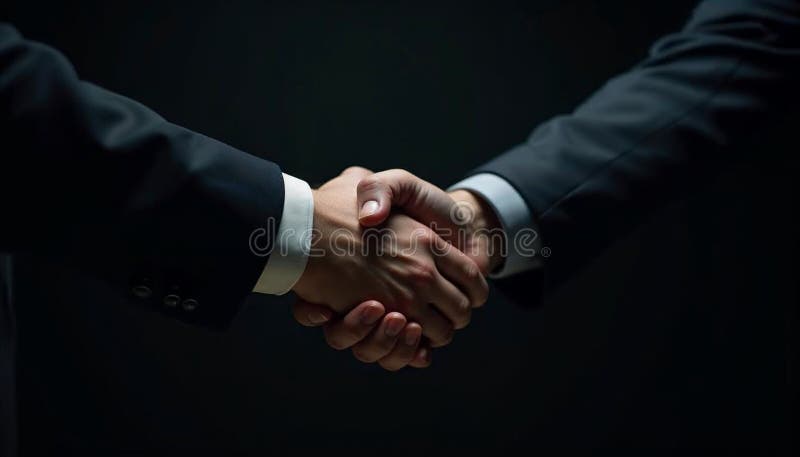 Formal Handshake: a Dramatic, Darkly Lit Business Agreement Stock ...