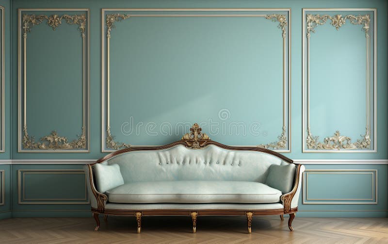 A Formal Parlor Accentuated by a White Wall Sofa Stock Illustration ...