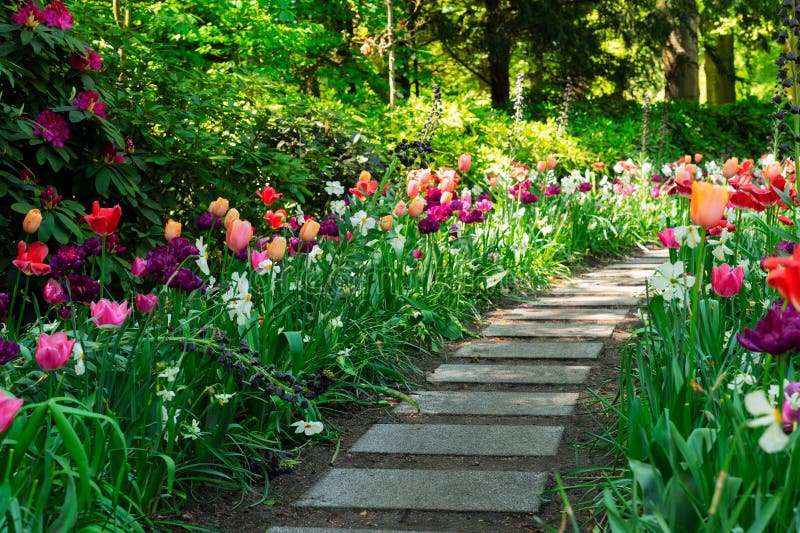 Formal spring garden stock image. Image of gardens, nature - 312203393