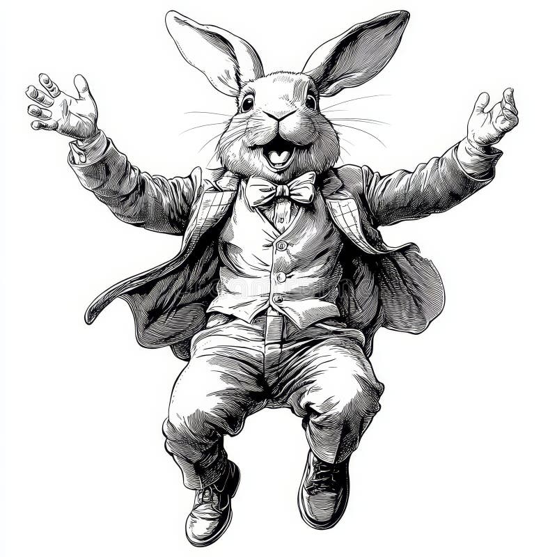 A Formal Suit and Bowtie Clad Easter Bunny Rabbit is Depicted Dancing ...