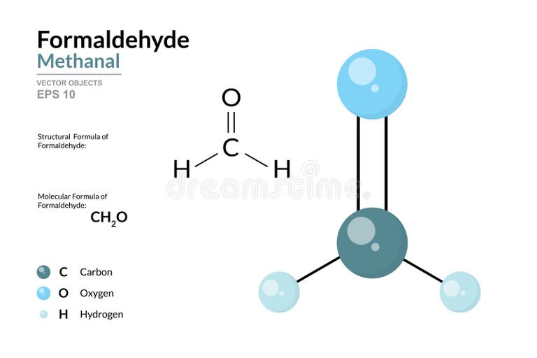 Formaldehyde. Methanal. Structural Chemical Formula and 3d Model of ...