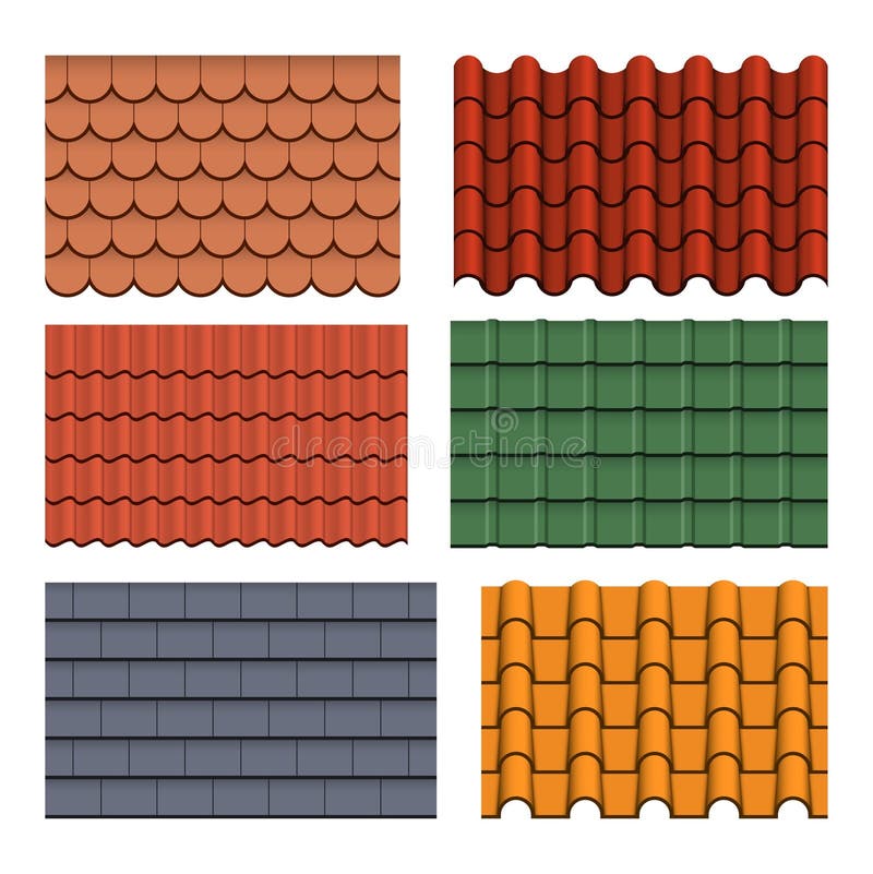 Formas O Perfiles De Tejas De Techo. Plantilla De Diseño De Iconos De ...