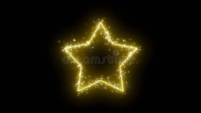 Star Shape Neon with Particle Yellow Gold. Stock Video - Video of ...