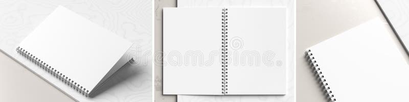 A4 Format Spiral Binding Notebook Mock Up on White Marble Background ...