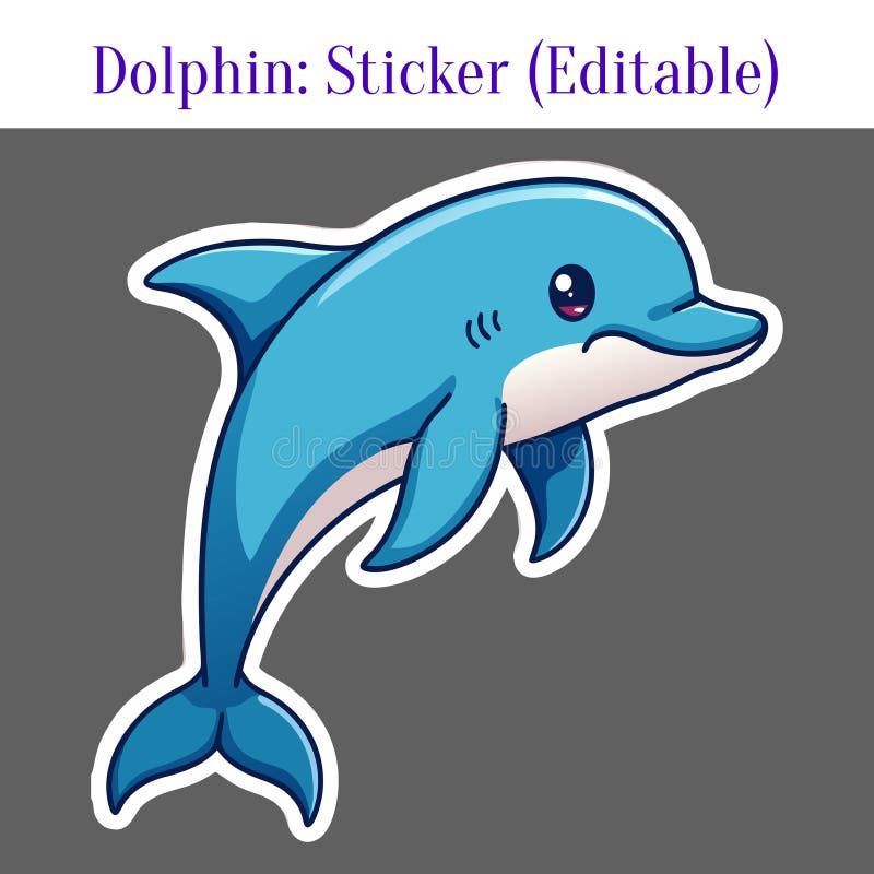 A Playful Dolphin Sticker with a White Outline. Dolphin Colorful ...
