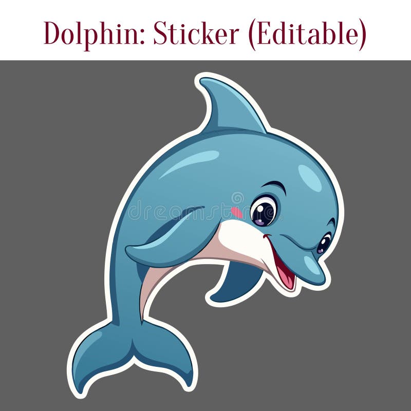 Dolphin Colorful Sticker Design. Digital Sticker of a Light Blue ...
