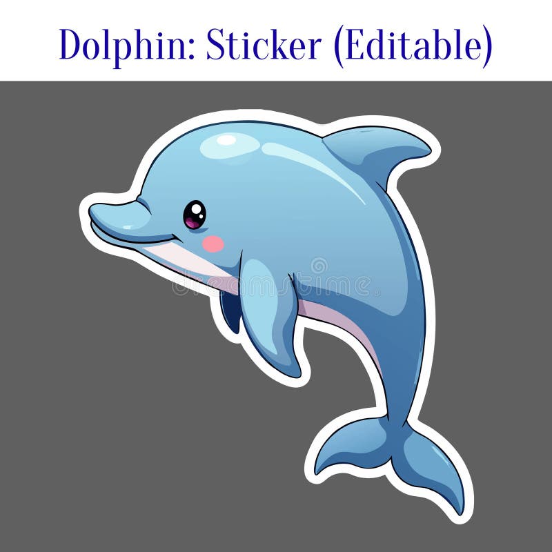 Dolphin Sticker Design. a Playful Cartoon-style Dolphin with a Glossy ...