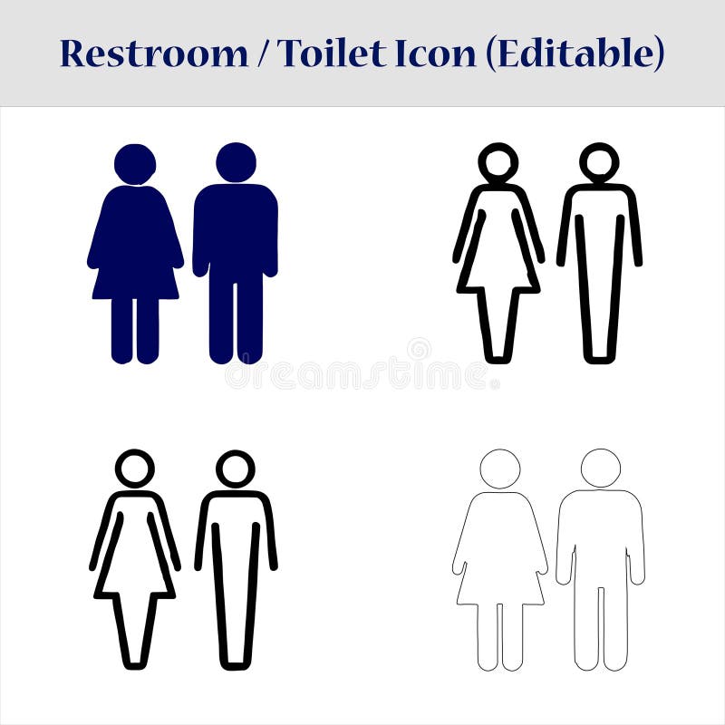 Restroom Icons with Man and Women. Stock Vector - Illustration of ...