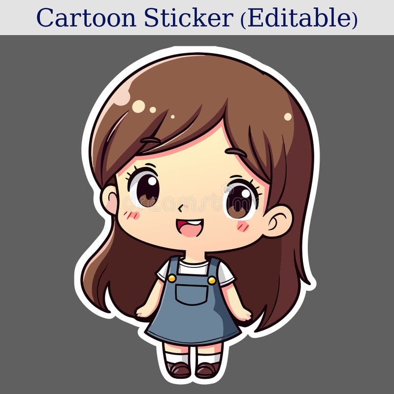 Chibi Style Cartoon Sticker Design. Cute Chibi Character Sticker ...