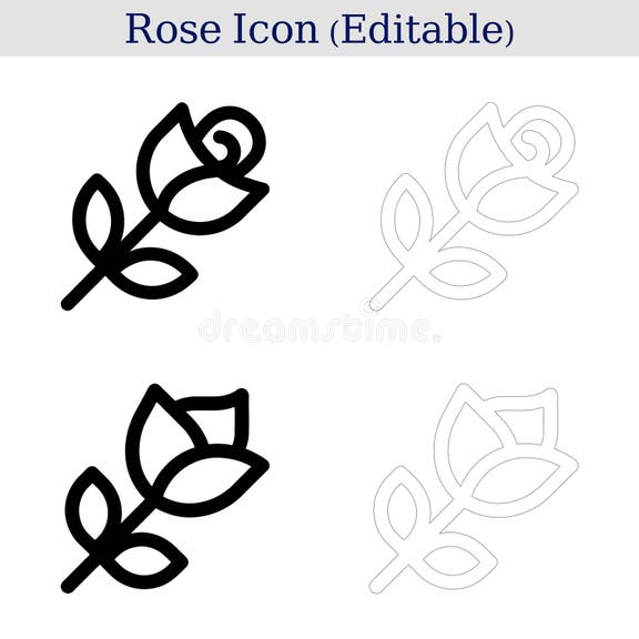 Stylized Rose Designs with Stems and Leaves. Digital Rose Illustrations ...