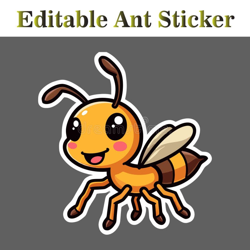 Ant Sticker Illustration for Logo and Icon. a Cute Cartoon-style Ant ...