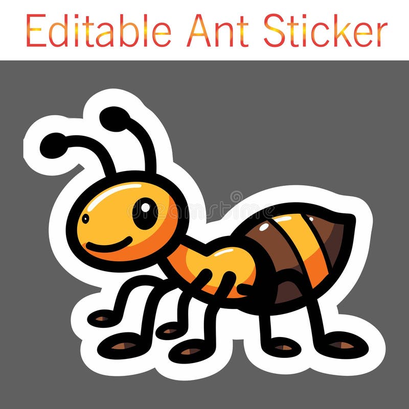 Ant Icon, Ant Sticker, Ant Cartoon. a Cheerful Cartoon Ant Sticker ...