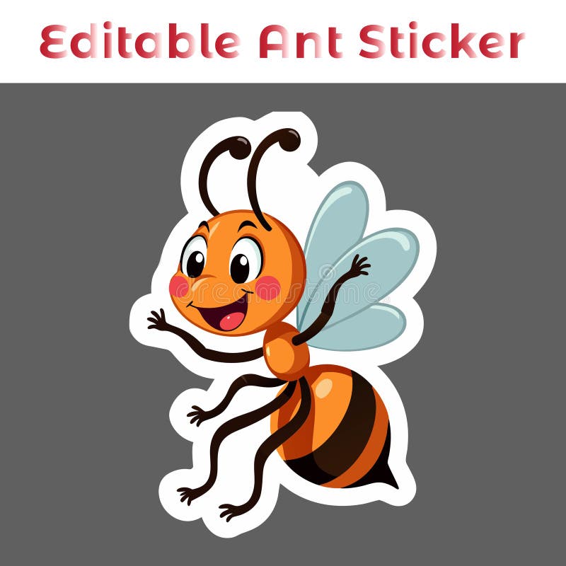 Ant Sticker Illustration for Icon and Logo. a Cheerful Cartoon-style ...