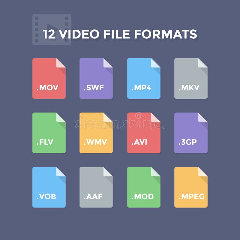 Formati di file video illustrazione vettoriale. Illustrazione di ...