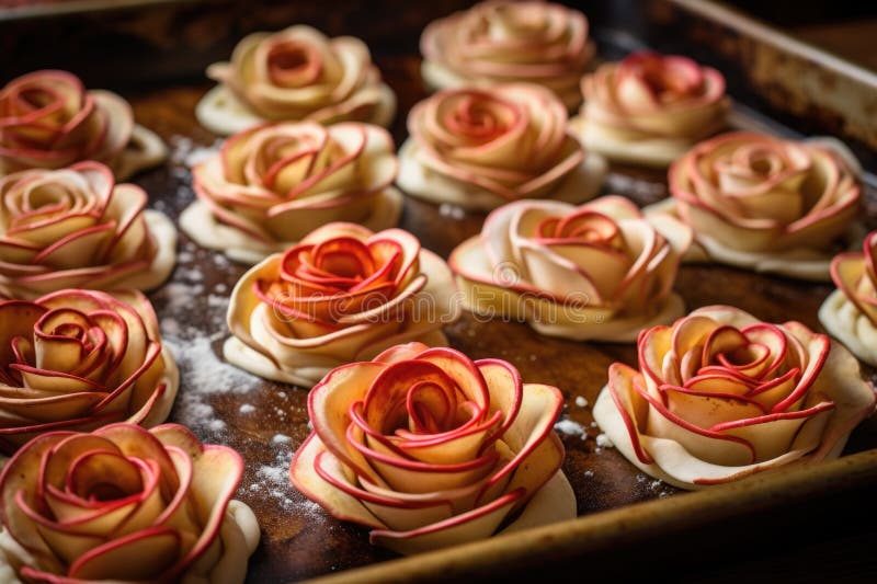 Formation of Apple Roses for an Apple Rose Pie Stock Image - Image of ...