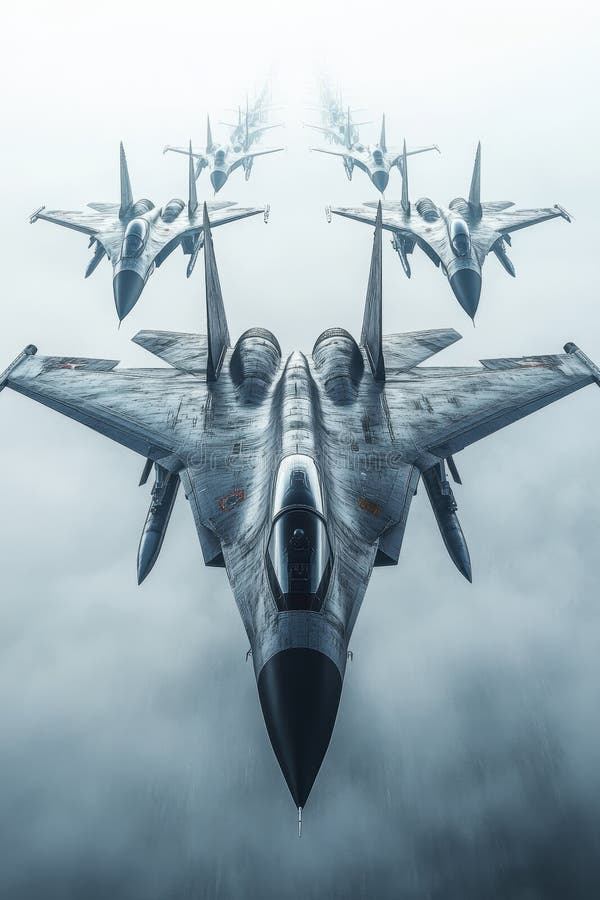 Formation of Fighter Jets Soaring through a Cloudy Sky in Dynamic ...