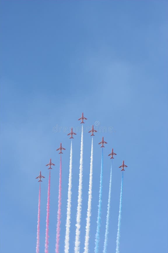 Formation Flight Red Arrows Stock Photo - Image of smoke, airplanes: 337428