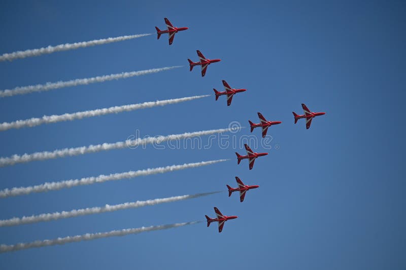 Formation Flight Red Arrows Stock Photo - Image of airline, arrows ...