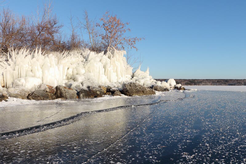 Formation of Ice on the River in the Fall, River Ob, Russia Stock Image ...